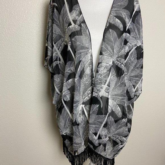Kimberly C. | Swim | Kimberly C Black White Palm Trees Cover Up Kimono ...